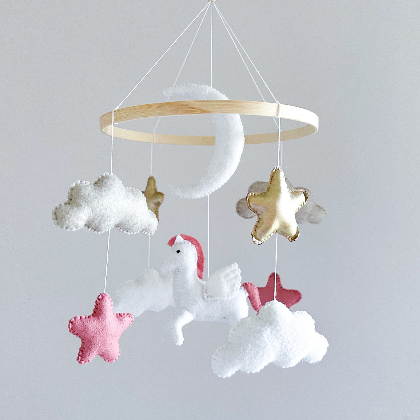 Pegasus Baby Mobile for a Girl, Horse Nursery Decoration, Baby Shower ...