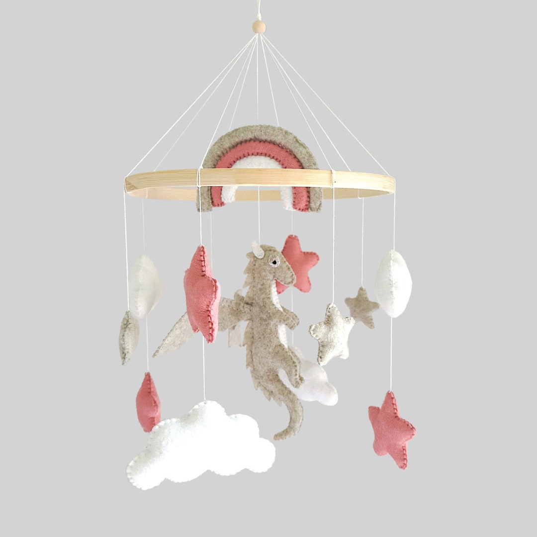 Dragon Baby Mobile for a Girl, Nursery Decoration, Baby Shower Gift ...