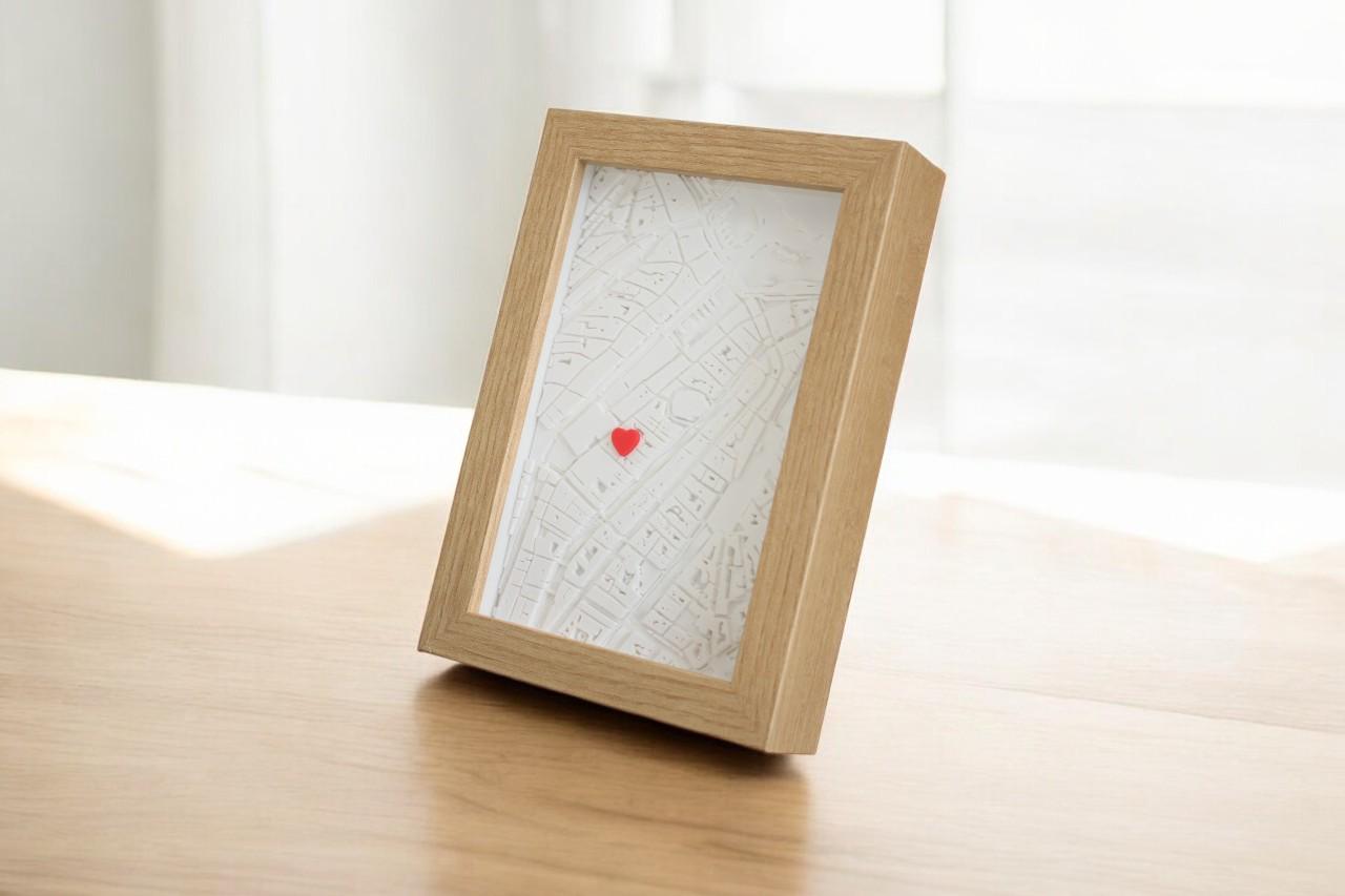 Personalized 3D Printed City Map in Frame | Unique Gift With Location ...