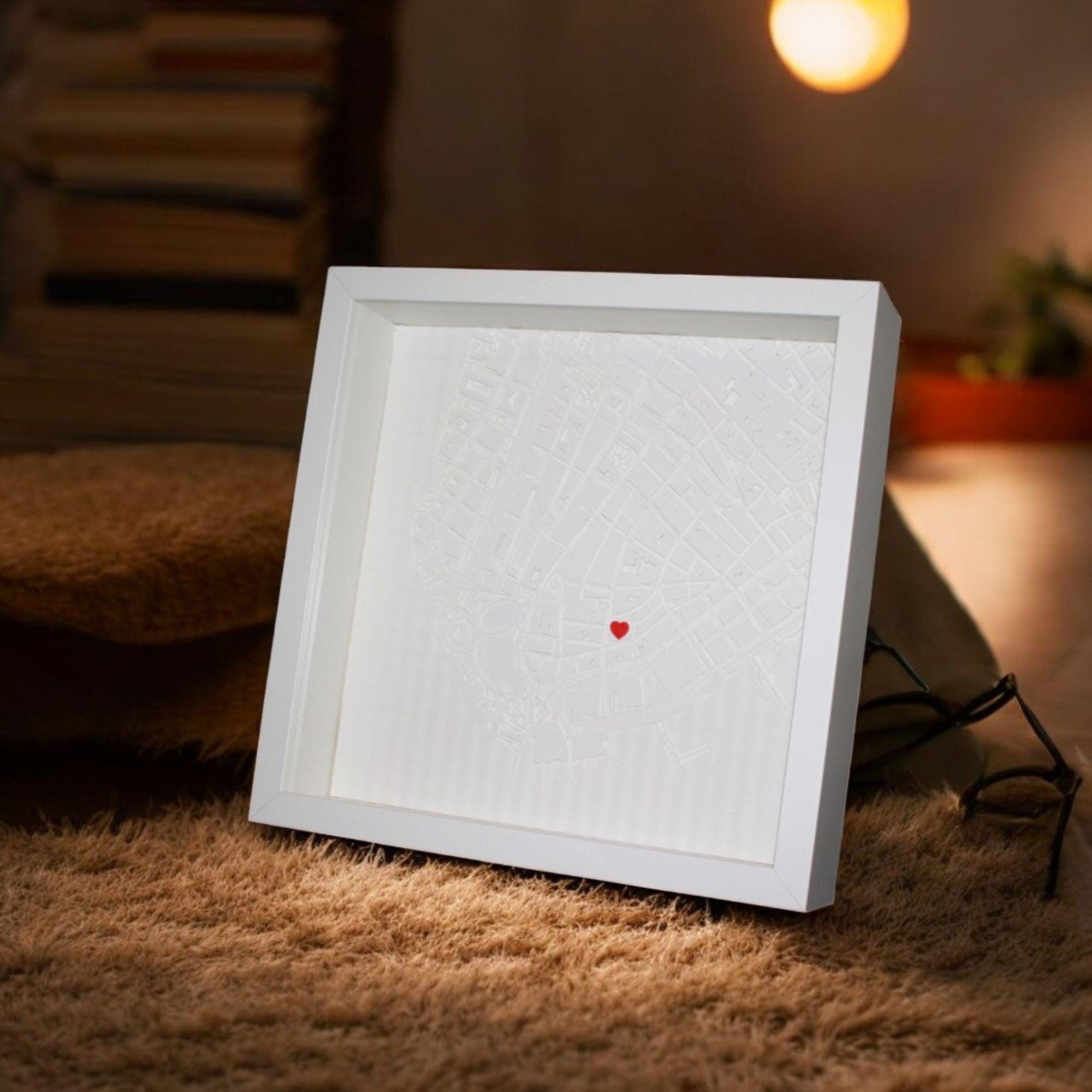 Personalized 3D Printed City Map in Frame | Unique Gift With Location ...