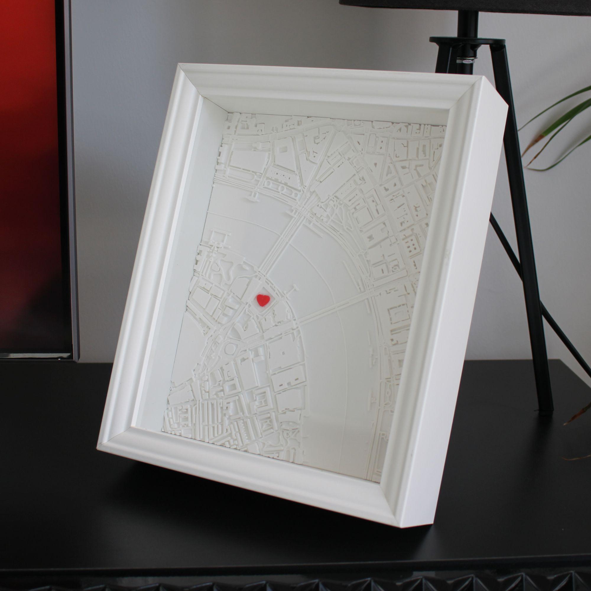 Personalized 3D Printed City Map in Frame | Unique Gift With Location ...