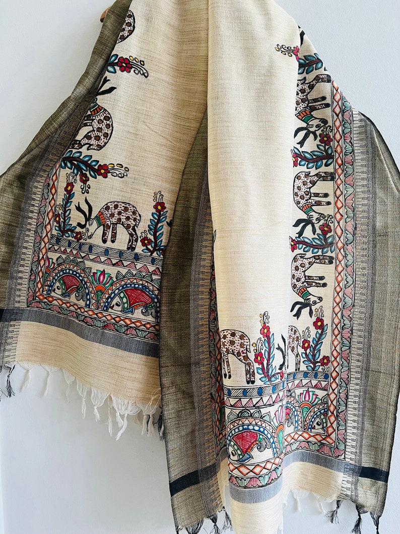 Enchanting Elegance: Madhubani Scarf/dupatta - Etsy