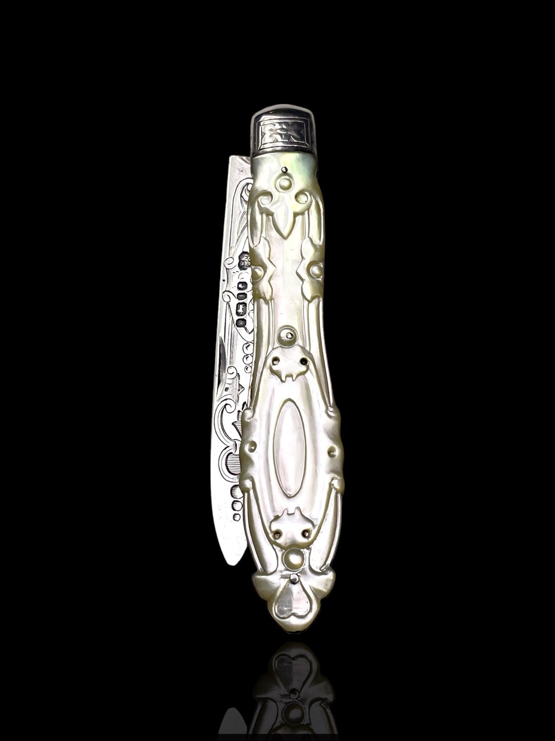 A Rare Antique Mother of Pearl and Sterling Silver Folding Pocket Knife ...