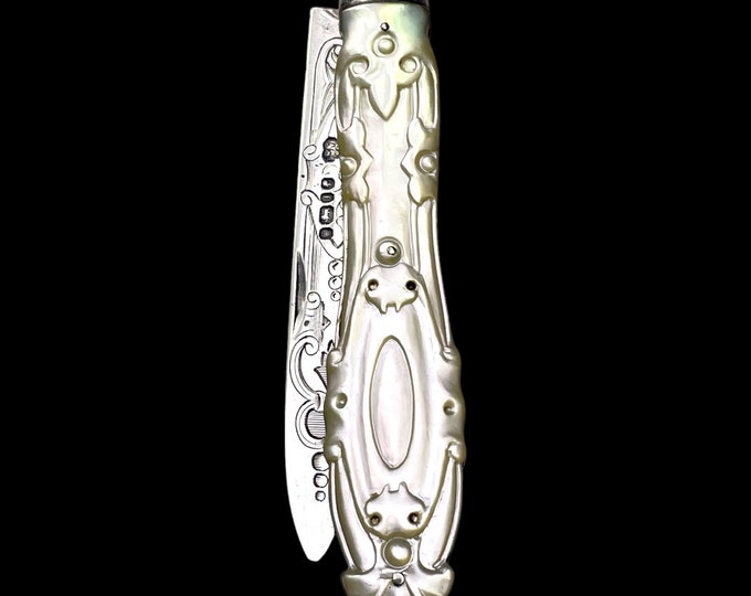 A Rare Antique Mother of Pearl and Sterling Silver Folding Pocket Knife ...