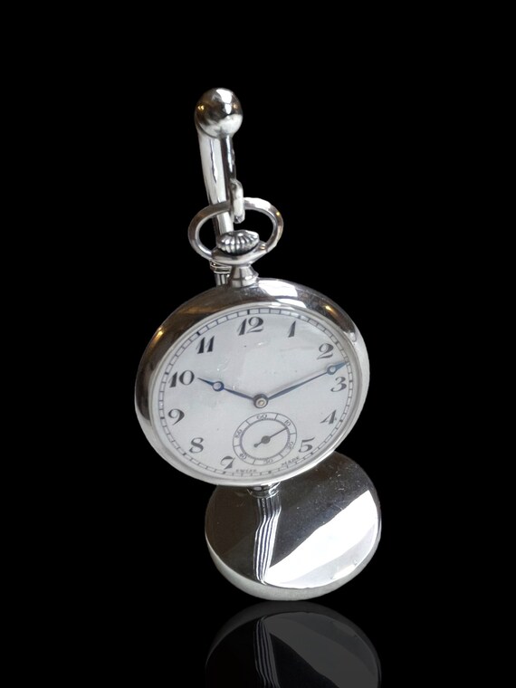 A lovely Swiss made steel pocket watch with desk-cloc… - Gem