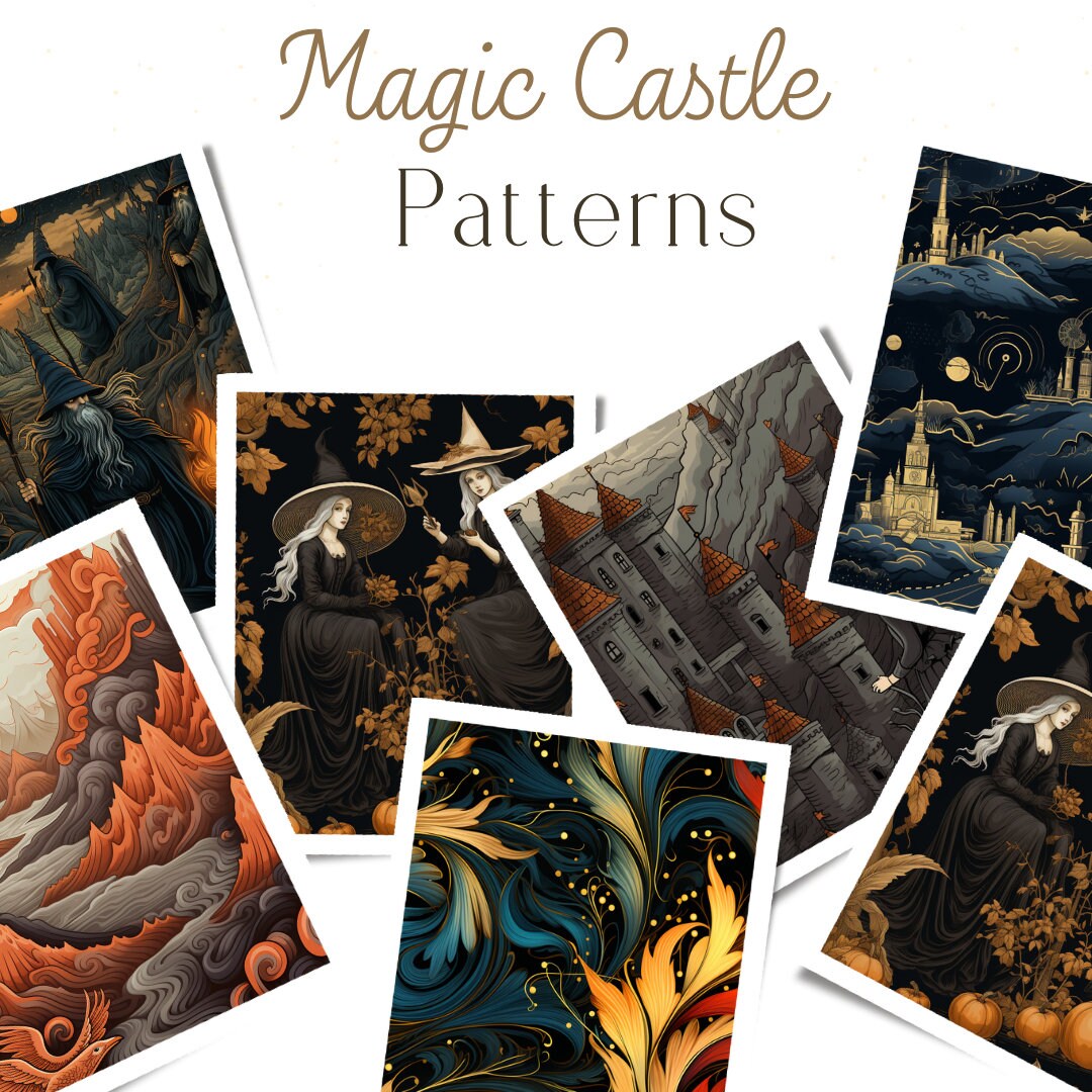 Enchanted Realms Unveiled, Magic Castle Seamless Pattern, A Whimsical ...