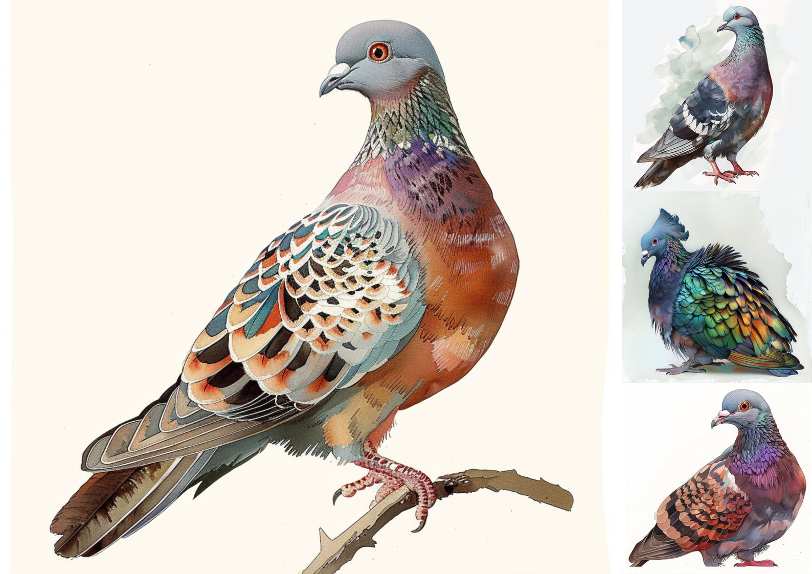 32 PNG Pigeon Species Watercolor Clipart, Watercolor Pigeon, Watercolor ...