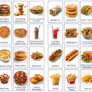 32 PNG Montessori Fast Food Flashcards, Nomenclature Cards, Toddler ...