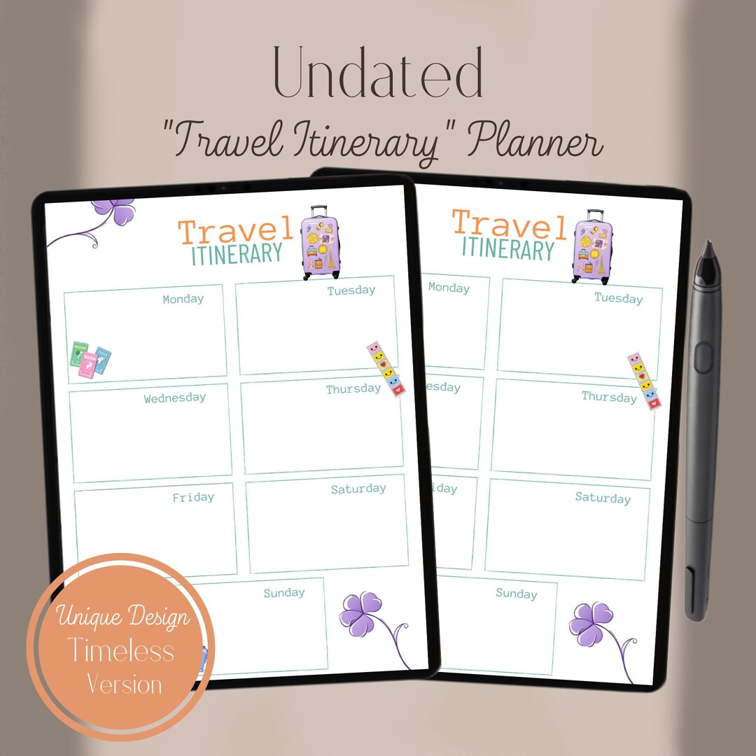 Travel Itinerary Weekly Planner, Stay Organized and Adorably Stylish ...