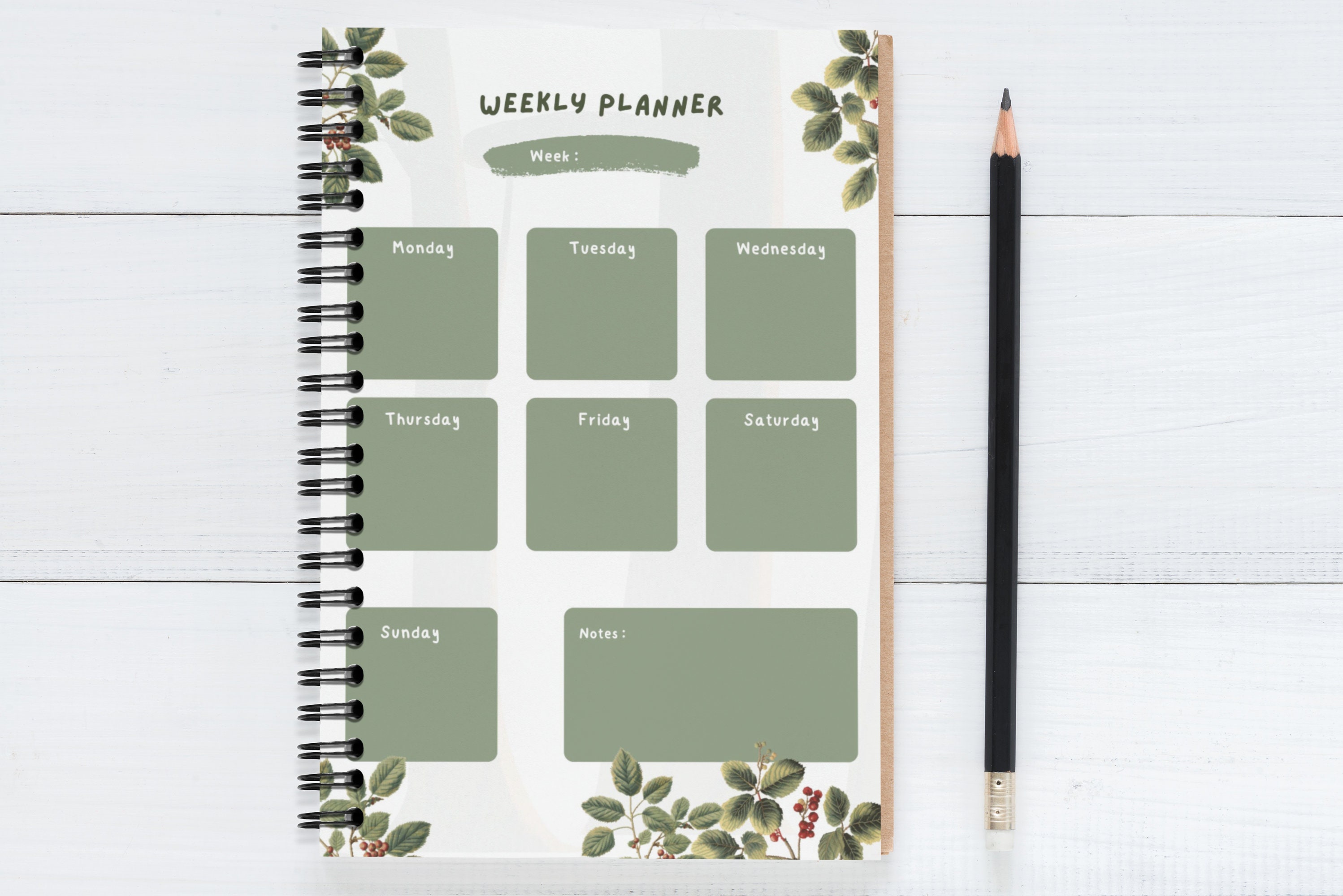 Green Floral Weekly Planner Stay Organized and Adorably - Etsy