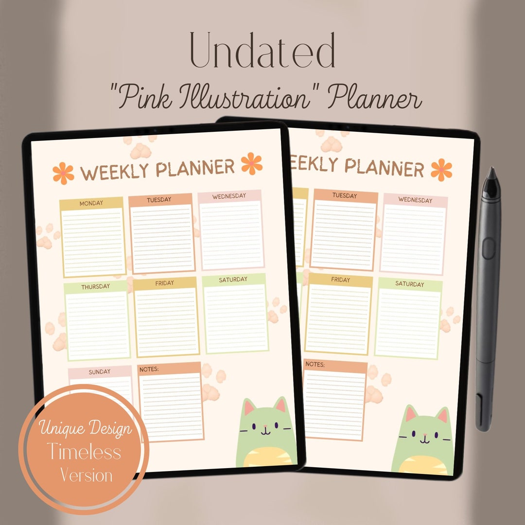 Pink Illustration Weekly Planner Stay Organized and Adorably Stylish ...
