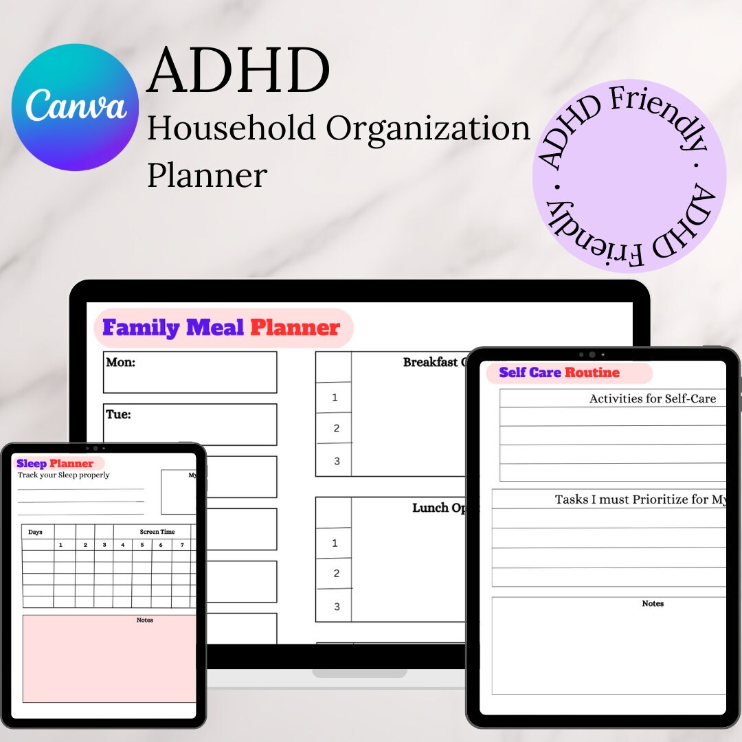 ADHD Household Organization Planner, Stay on Top of Tasks, Manage Time ...