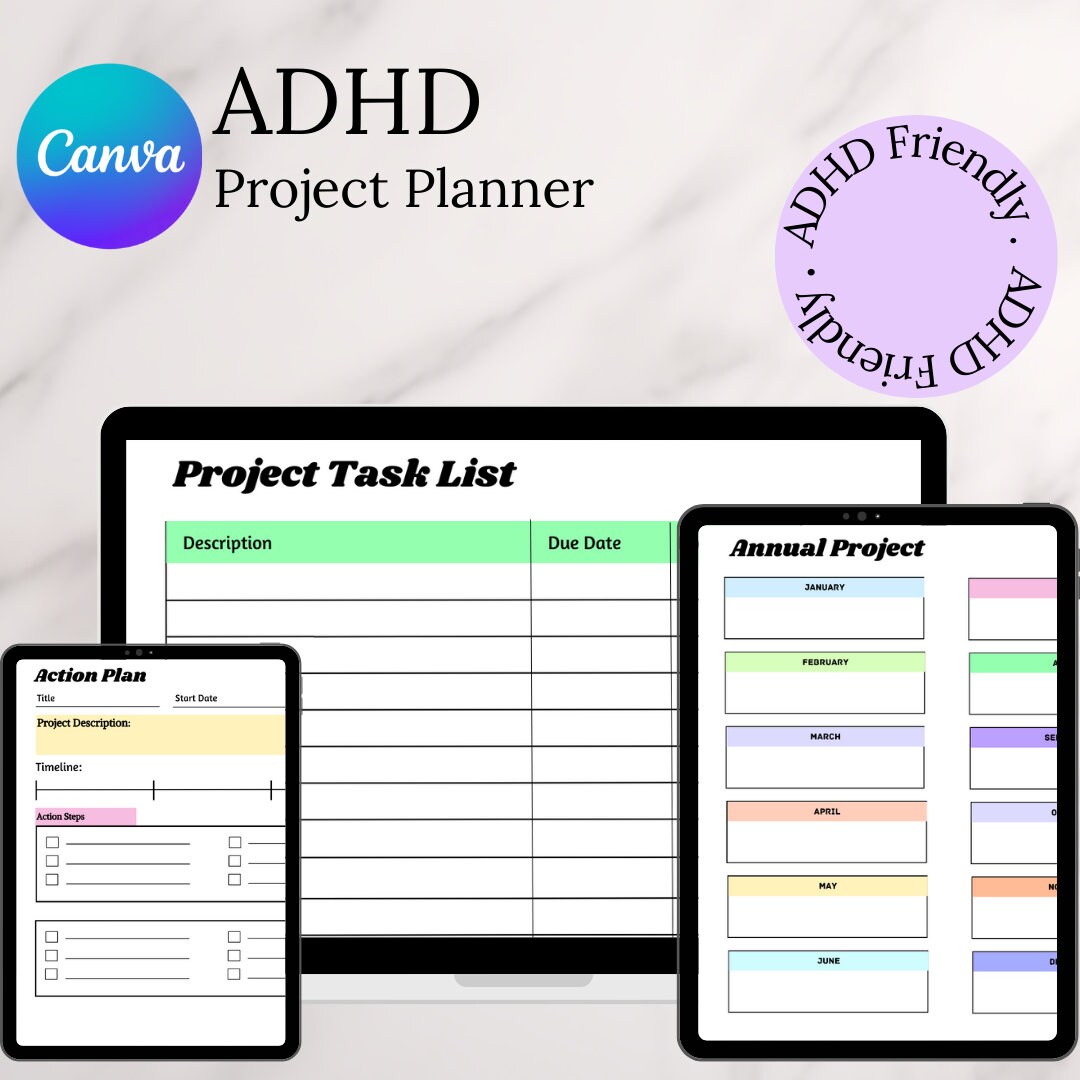 ADHD Project Planner, Stay Organized, and Productive With Customizable ...