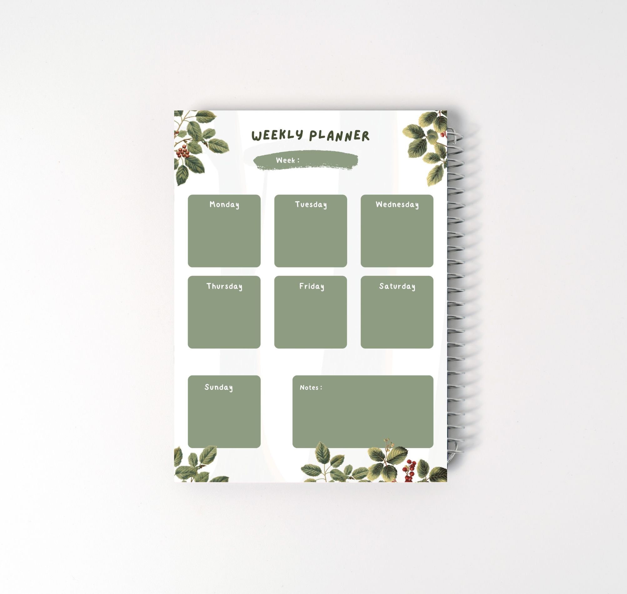 Green Floral Weekly Planner Stay Organized and Adorably Stylish, Themed ...