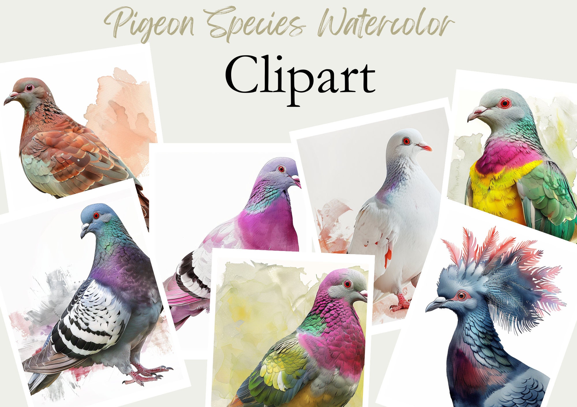 32 PNG Pigeon Species Watercolor Clipart, Watercolor Pigeon, Watercolor ...