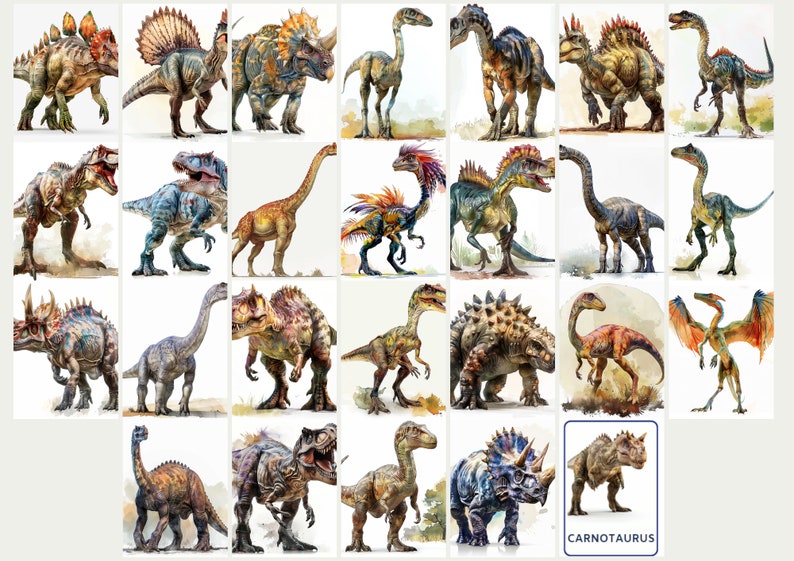32 PNG Dinosaurs Species Clipart | Watercolor Dinosaurs | Nomenclature ...