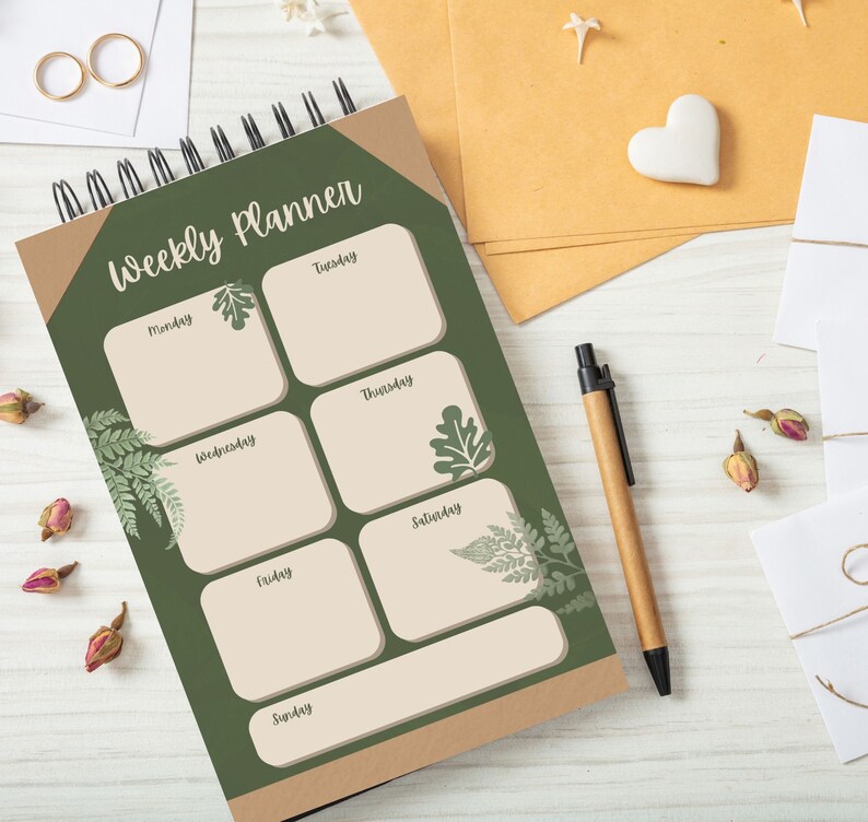 Green Rustic Aesthetic Weekly Planner Stay Organized and Adorably ...