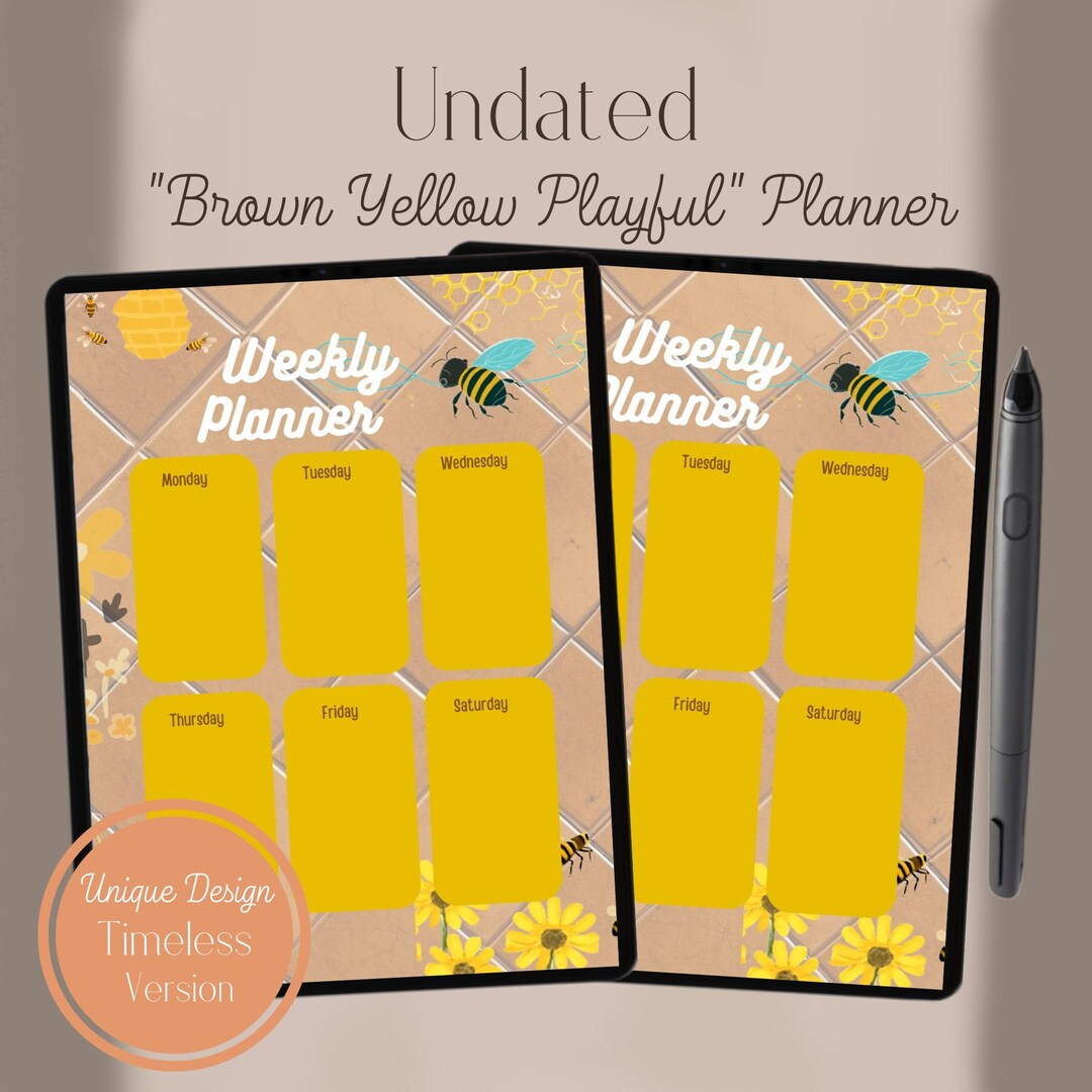 Brown Yellow Playful Weekly Planner Stay Organized and Adorably Stylish ...