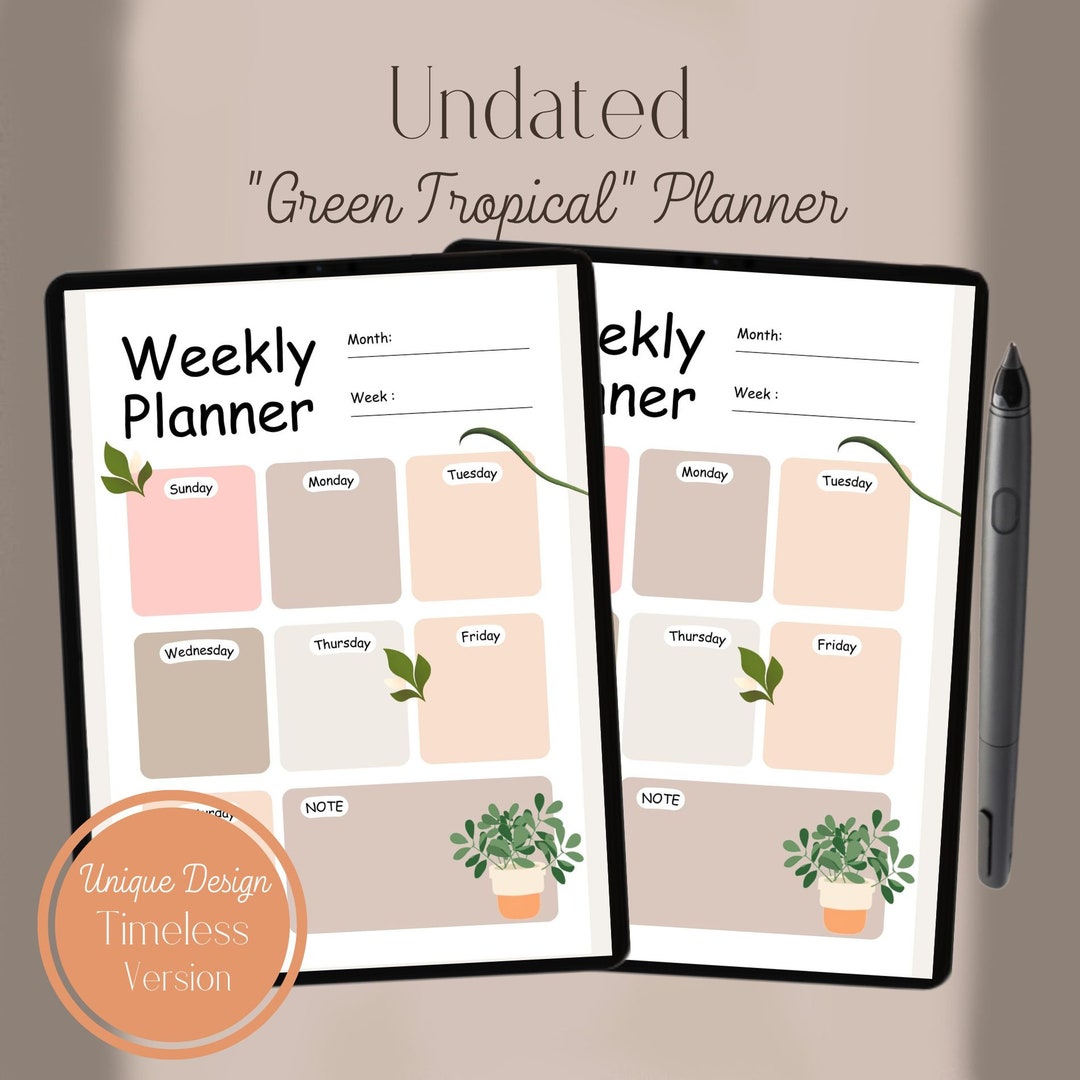 Green Tropical Weekly Planner Stay Organized and Adorably Stylish With ...