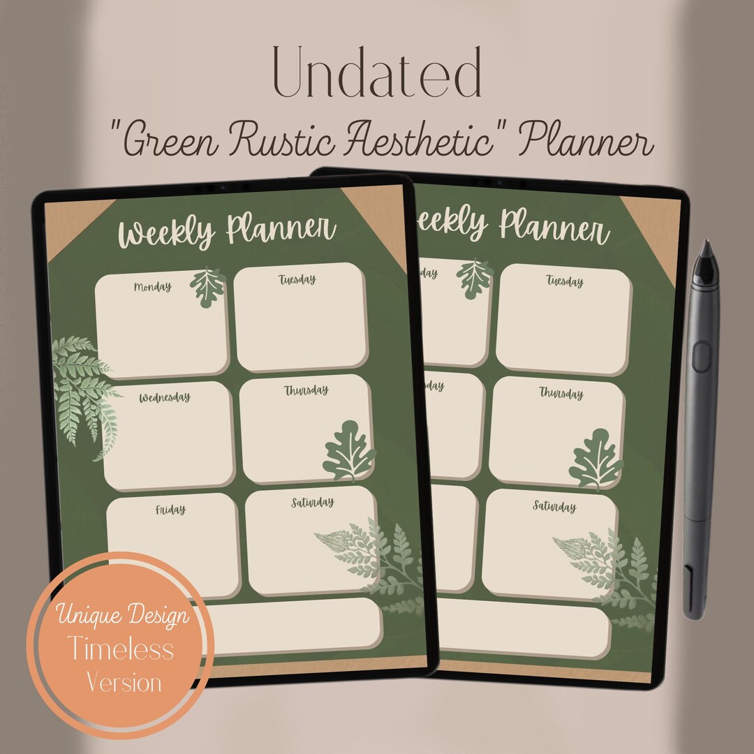Green Rustic Aesthetic Weekly Planner Stay Organized and Adorably ...