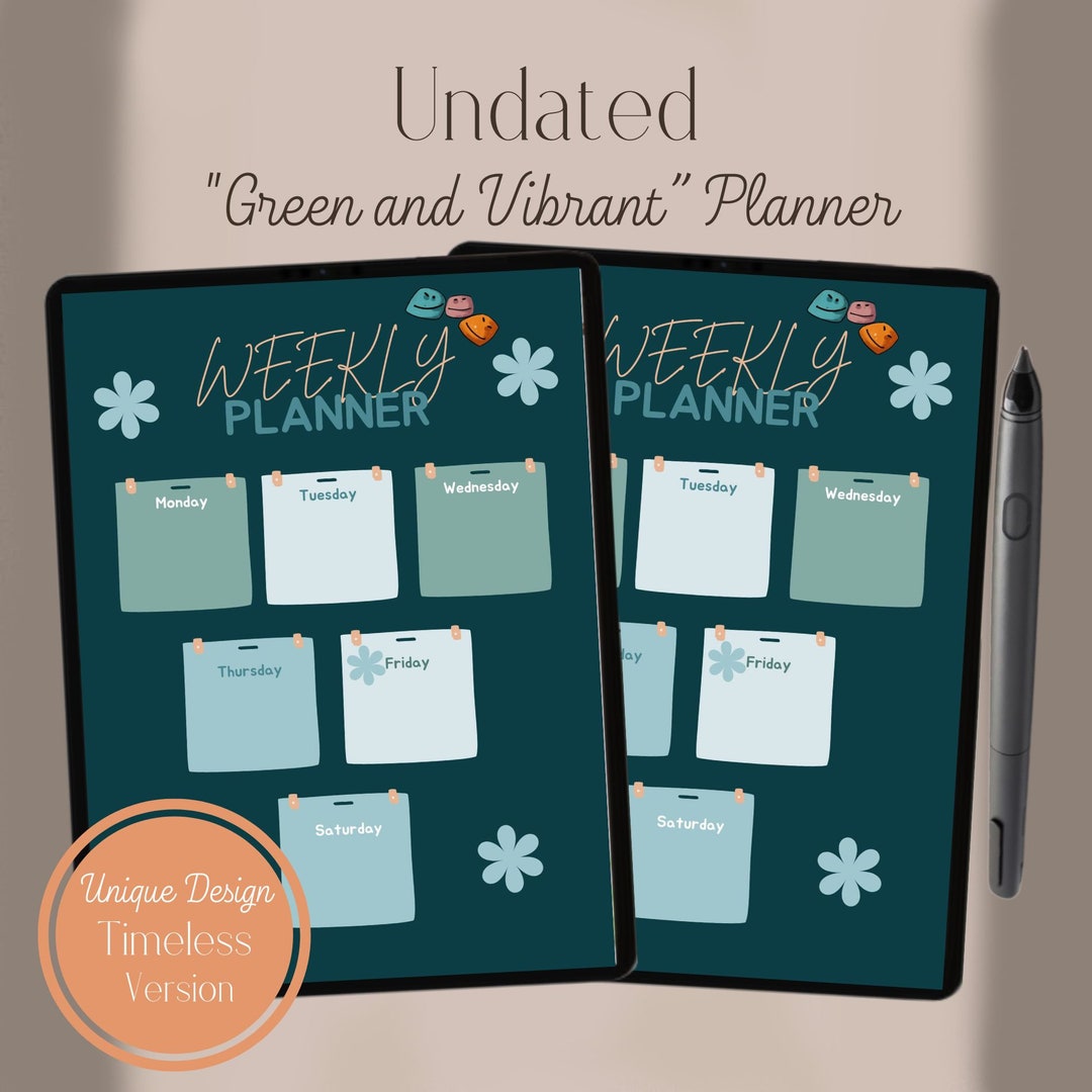 Stay Organized and Stylish With Our Green and Vibrant Weekly Planner ...