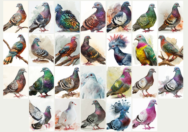 32 PNG Pigeon Species Watercolor Clipart, Watercolor Pigeon, Watercolor ...