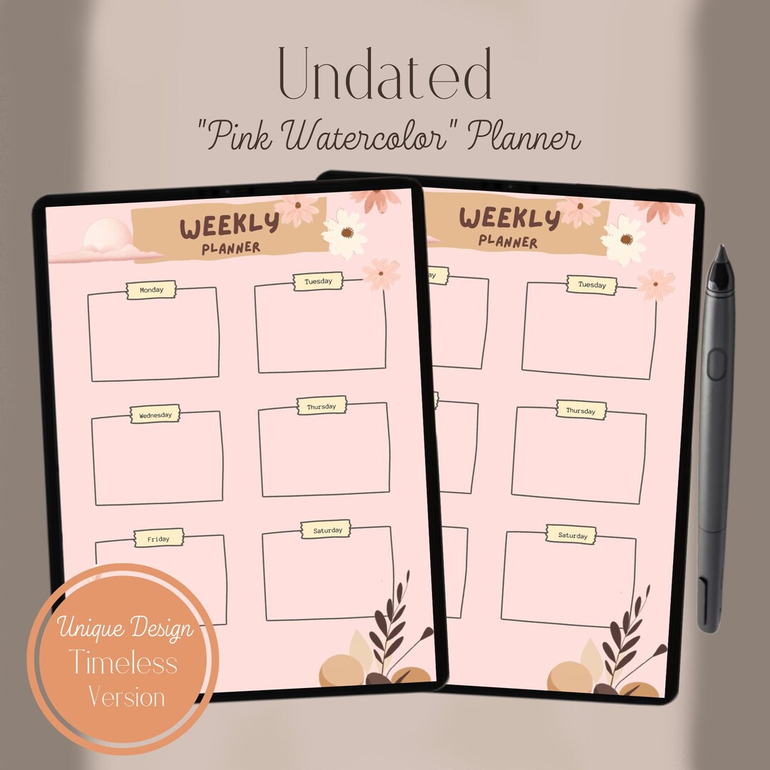 Stay Organized in Style With the Pink Watercolor Weekly Planner ...