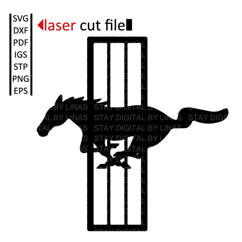 Ford Mustang Logo - Digital Files for Laser Cutting - Igs, Stl, Stp ...