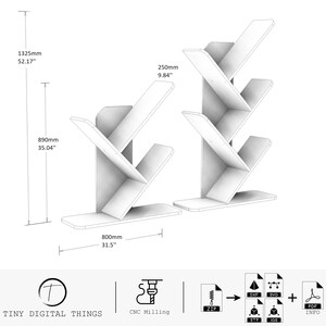 Free Standing Bookshelf CNC Cut Files | Tree Bookshelf | Bookcase ...