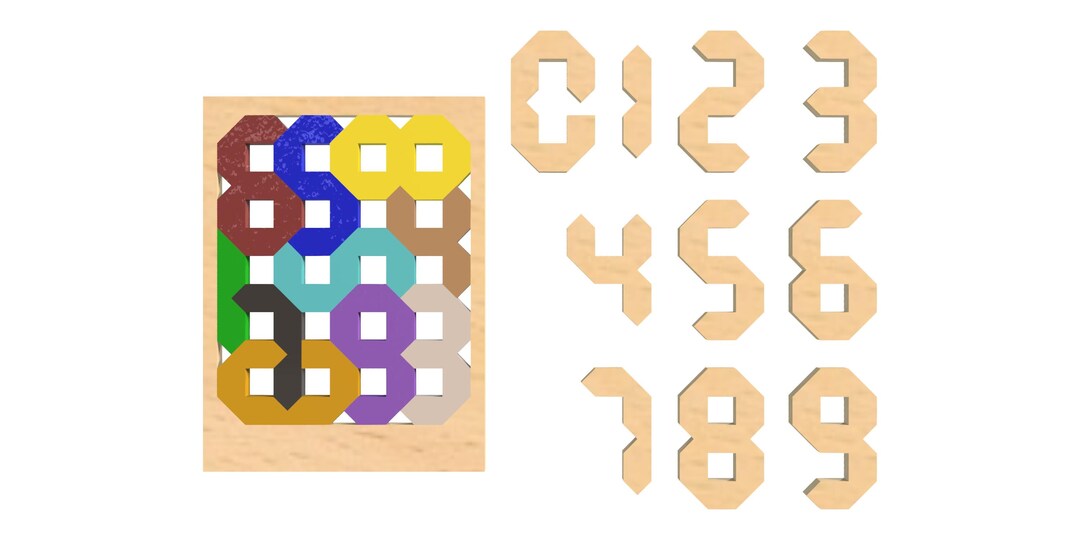 Number Puzzle - Digital Files for Laser Cutting - Igs, Stl, Stp, Dxf ...