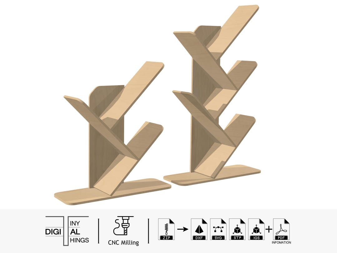 2 in 1 Free Standing Bookshelves - Digital Files for CNC Cutting - Igs ...