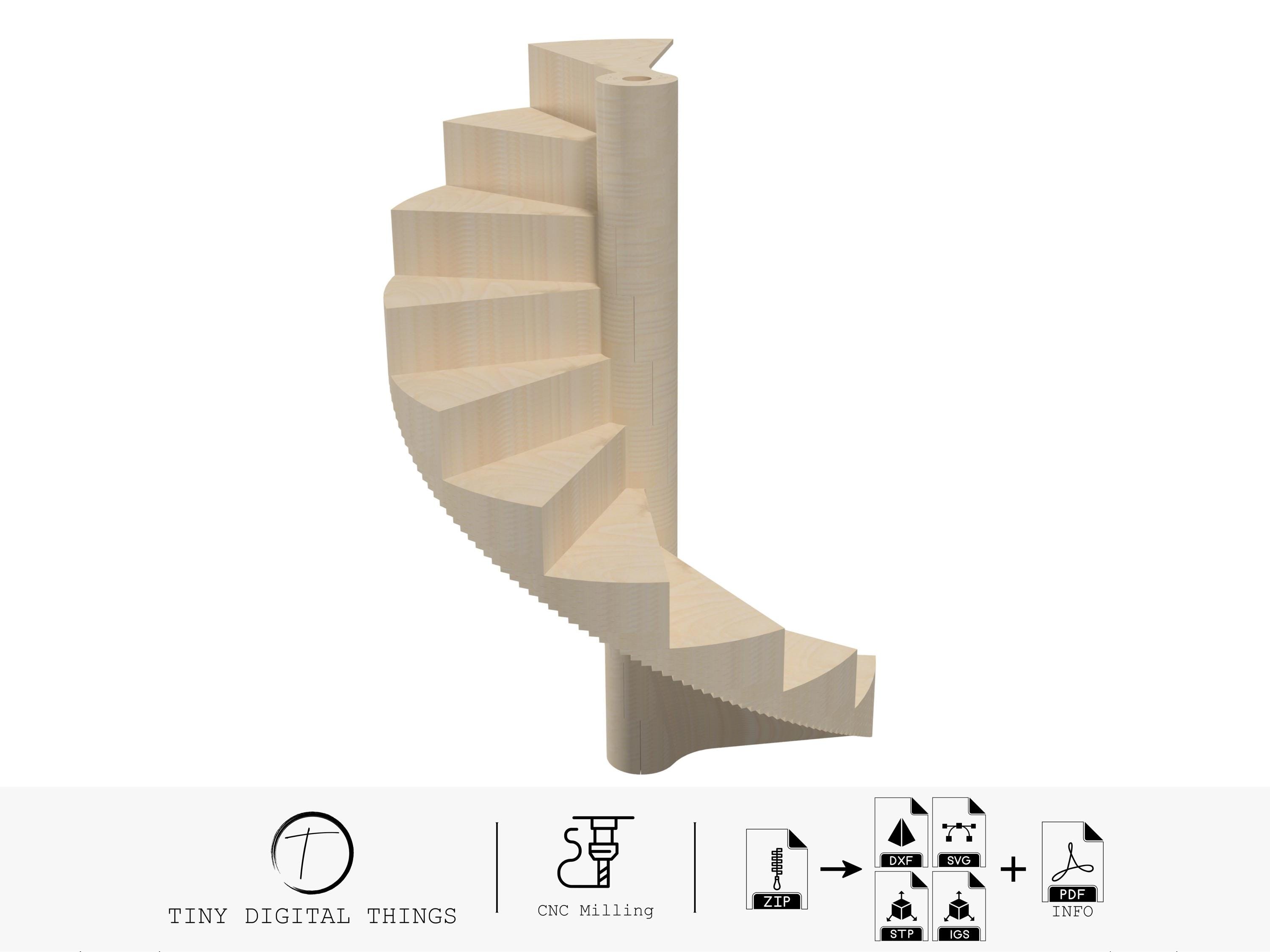 Wooden Spiral Staircase CNC Cut Files | Spiral Stairs | Modern Stairs ...