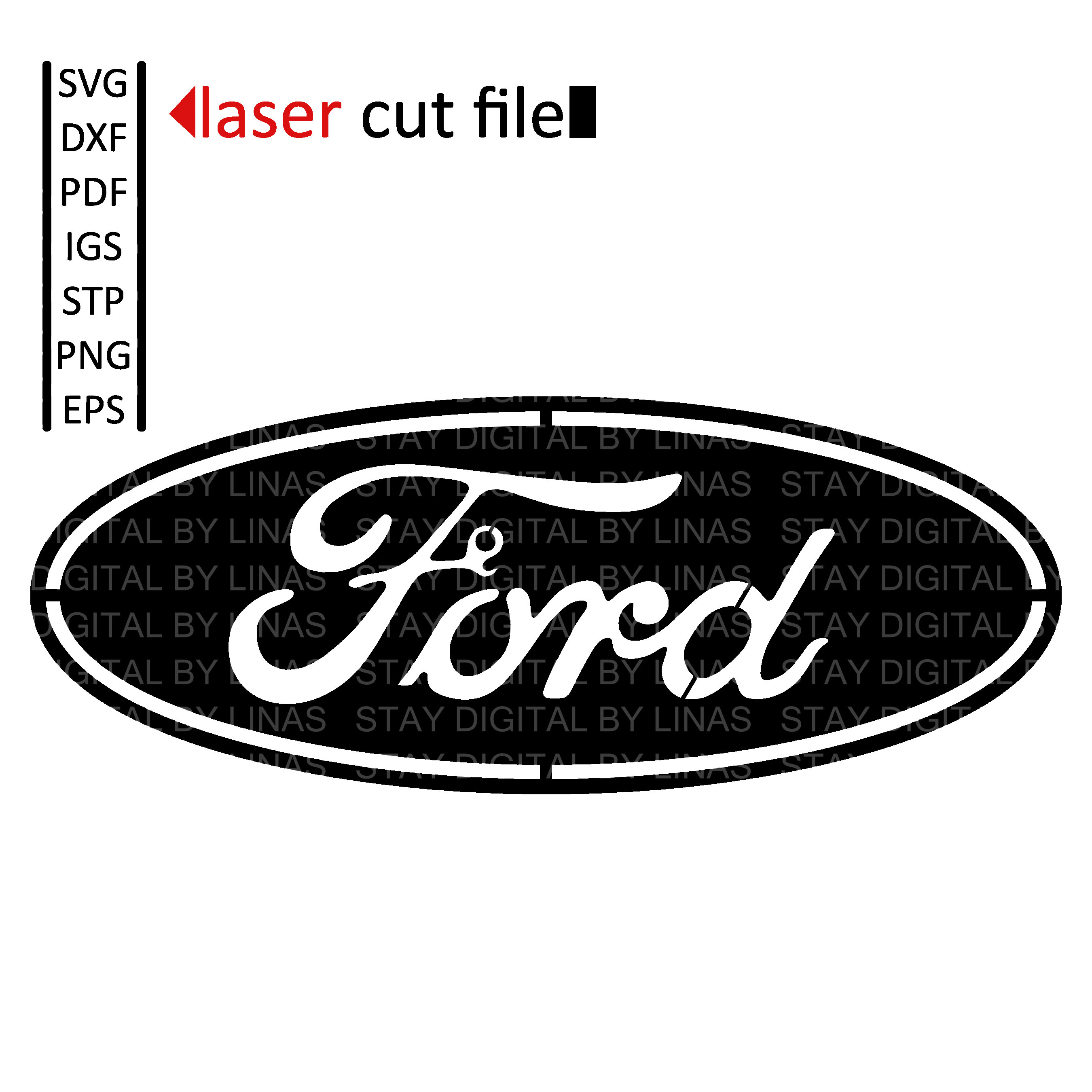 Ford Logo - Digital Files for Laser Cutting - Igs, Stl, Stp, Dxf, Svg ...