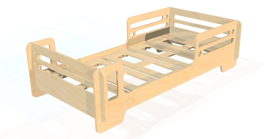 Wooden Bed for Children Digital Files for CNC Cutting Igs, Stl, Stp ...