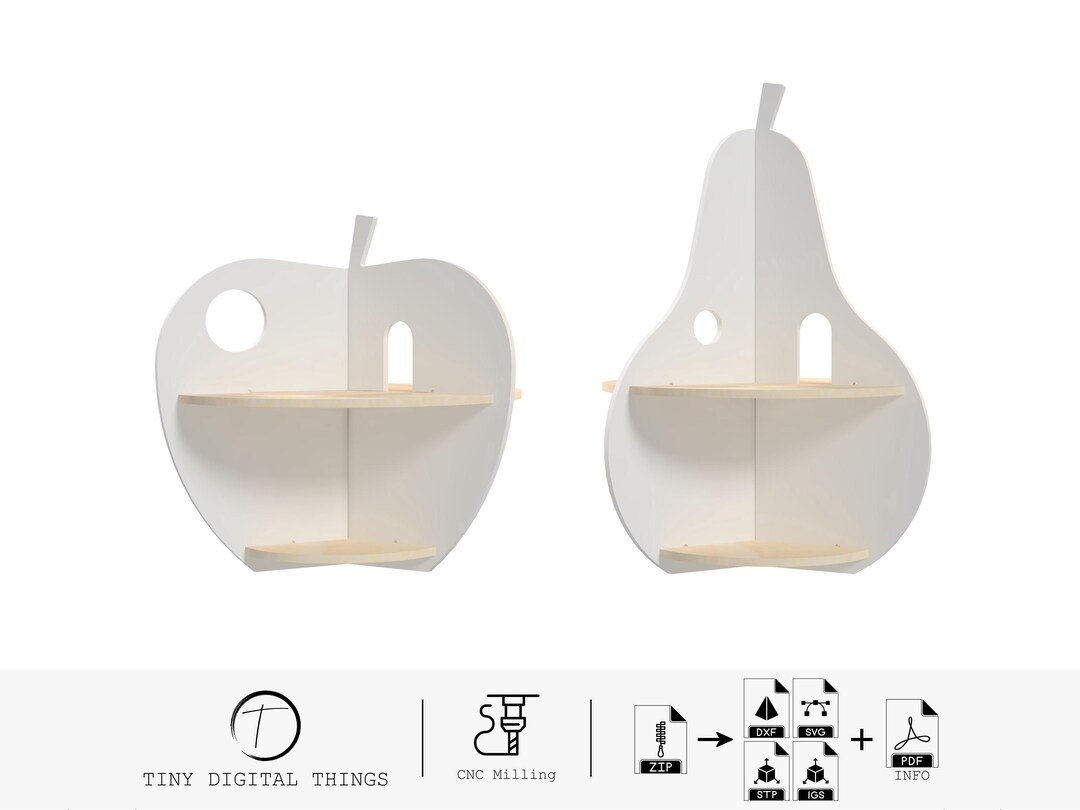 Apple Shelf CNC Cut Files | Pear Shelf | Apple Bookcase | Pear ...