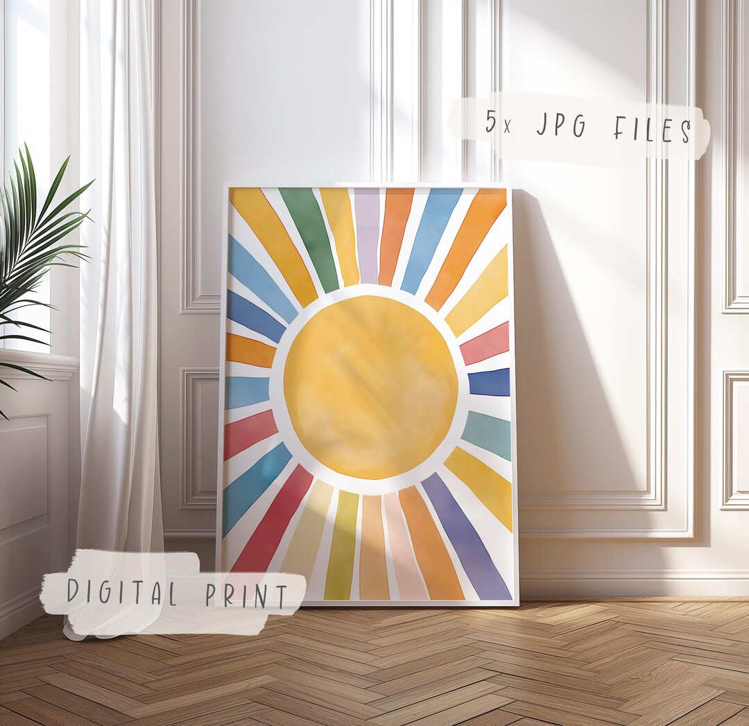 Sun Watercolor Poster Print | Classroom Decor | Nursery Rainbow Wall ...