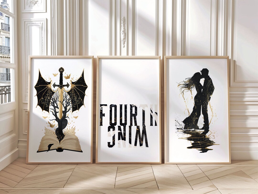 Fourth Wing Poster Set of 3 Print Book Citation Bookworm Merch ...