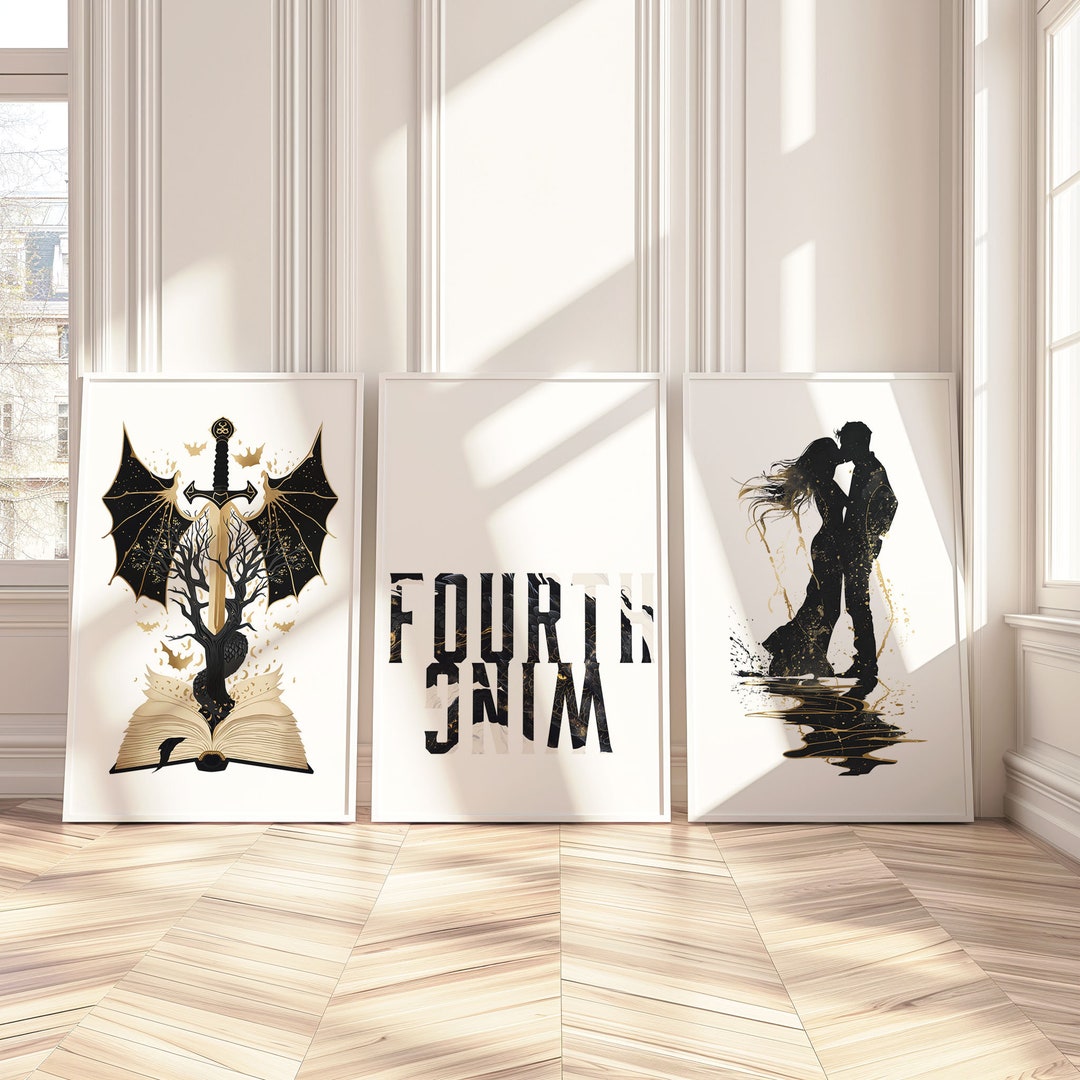 Fourth Wing Poster Set of 3 Print Book Citation Bookworm Merch ...