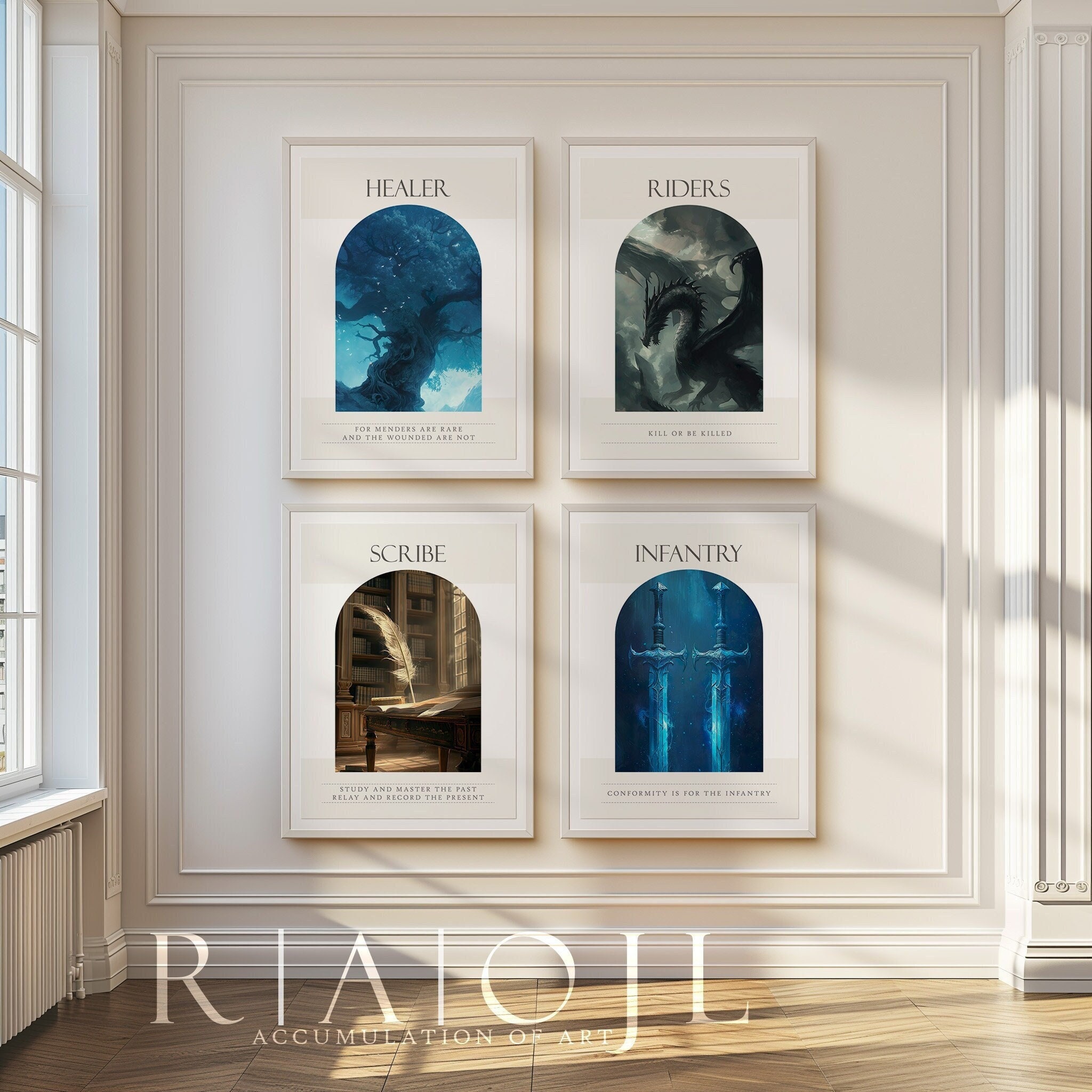 Fourth Wing Quadrant Set of 4 Poster Print Book Citation Bookworm Merch ...