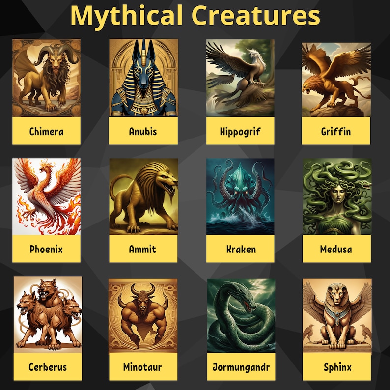 14 Mythical Creatures Printable Flashcards (+ Colouring Pages of Them ...