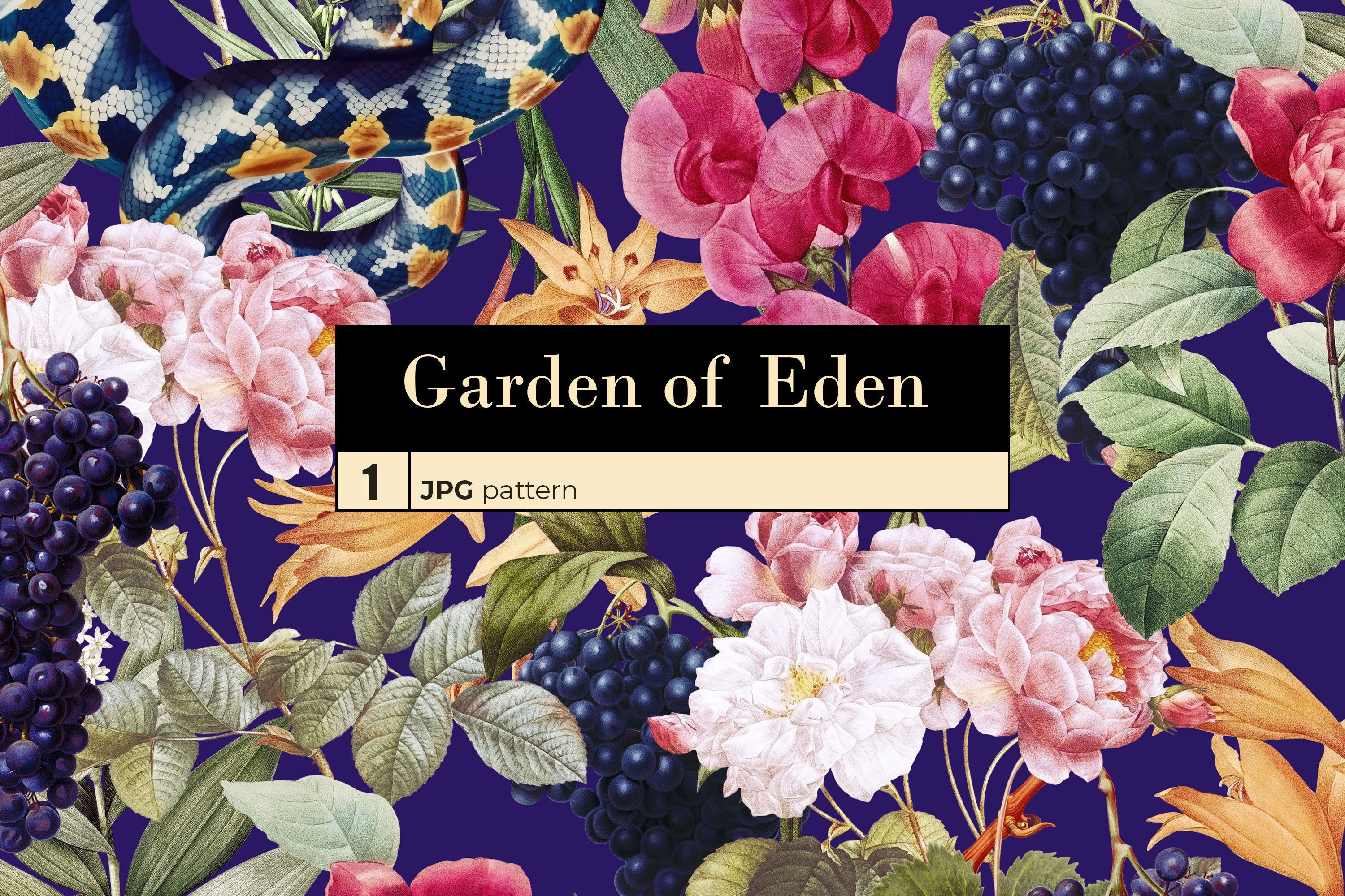 Garden of Eden Botanical Garden Pattern, Grape Pattern, Snake Pattern ...