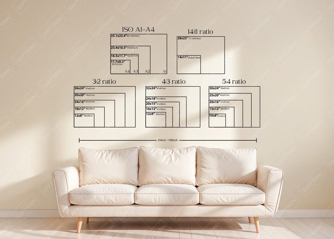 Horizontal Poster Size Guide, Photo Frame Size Guide, Print Size Chart ...