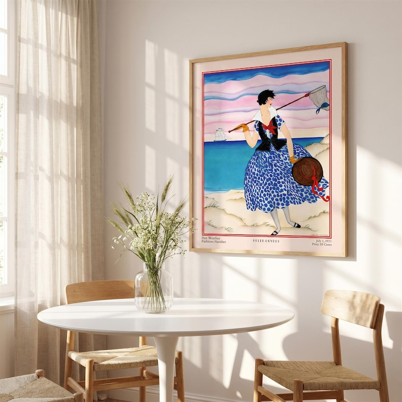 Capa da revista Art Déco, Helen Dryden, Moda Praia 1921, Vestido Azul ...