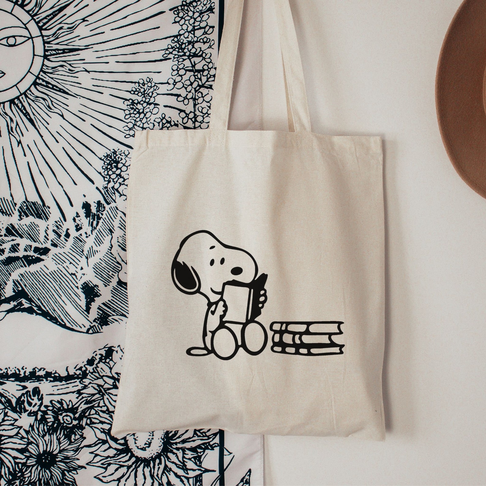 Snoopy Tote Bag, Snoopy Tote, Library Tote Bag, Snoopy Reading Books ...