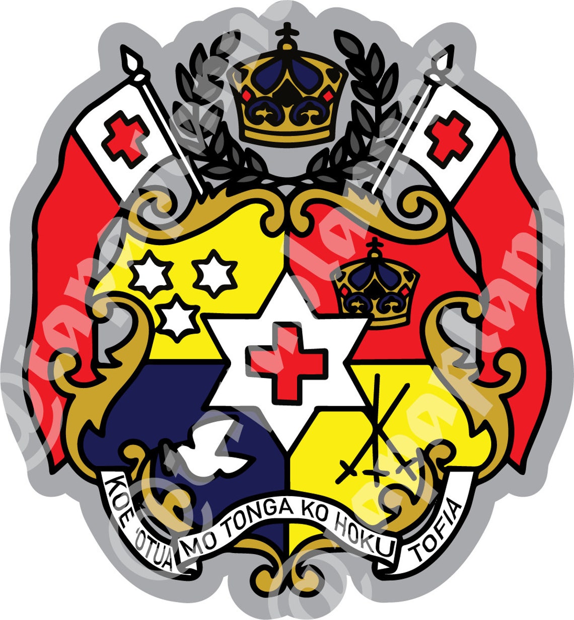 Tongan Sticker Tongan Seal Tongan Crest, XL 5 Height Sticker Tonga Sila ...