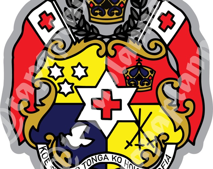 Tongan Sticker Tongan Seal Tongan Crest, XL 5" Height Sticker Tonga ...