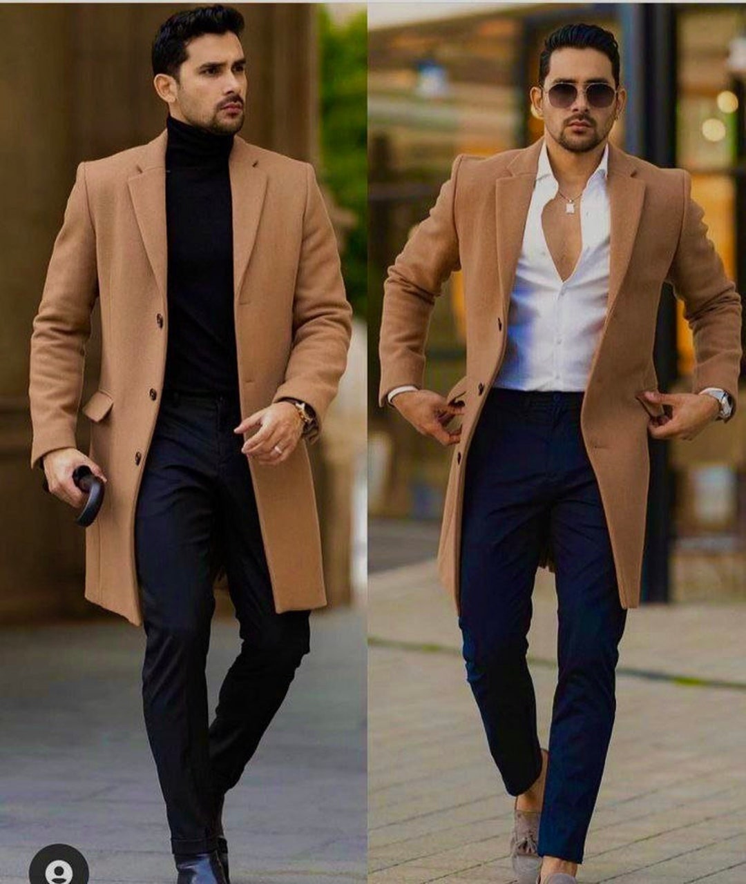 Men Suit Slim Fit Trendy Long Coat Brown Men's Suit for Wedding ...