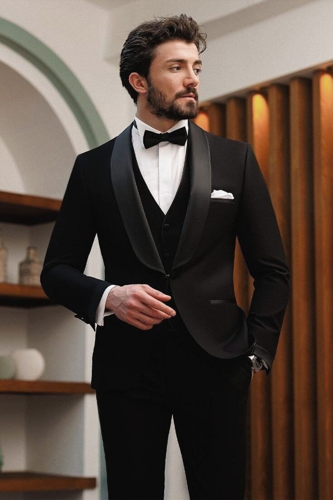 Men Suit Designer Three Piece Black Tuxedo Men's Suit for Wedding ...