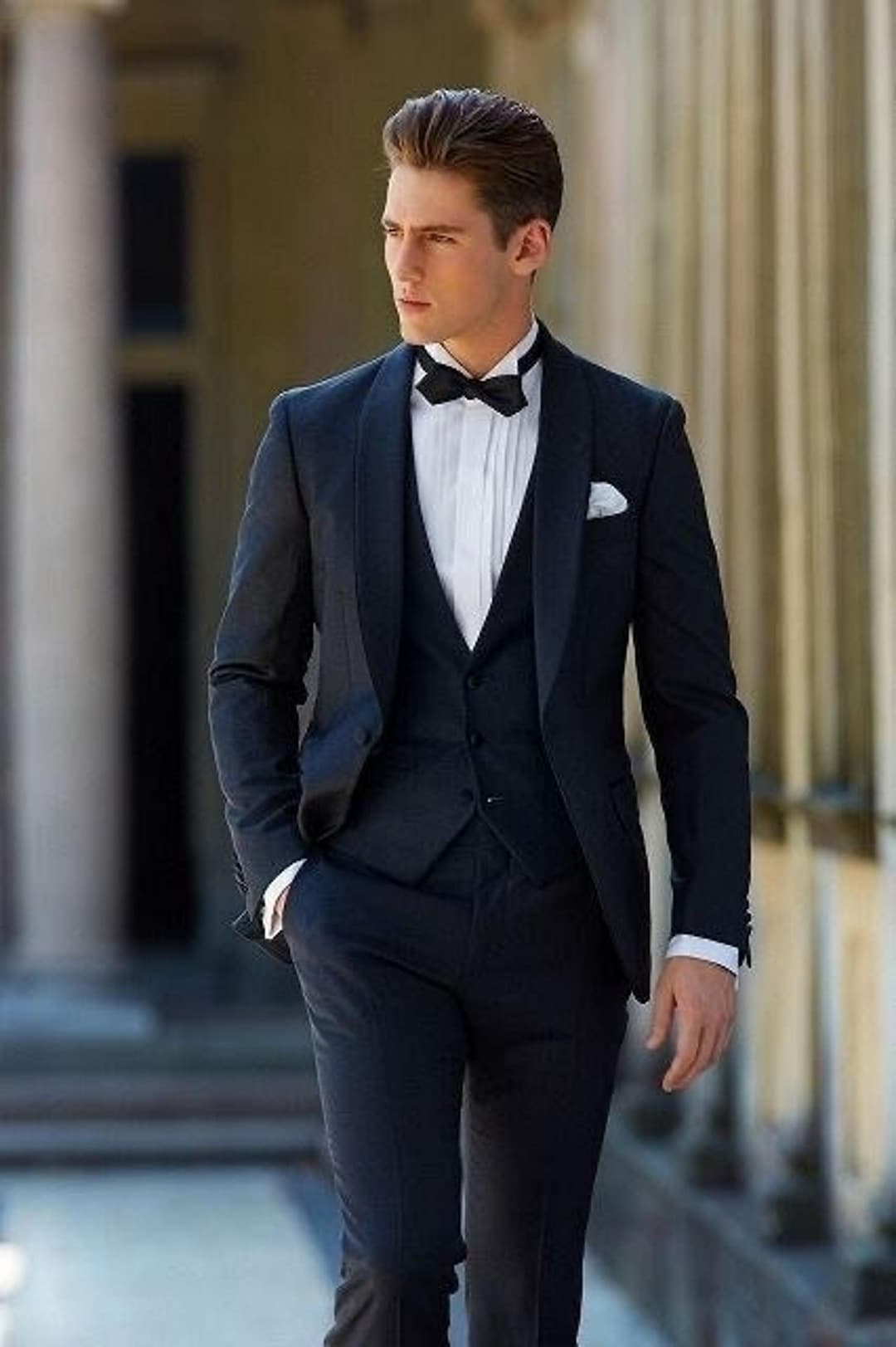 Slim Fit Men's Black Suit, Velvet Three-piece (jacket, Vest, Pants) - Etsy