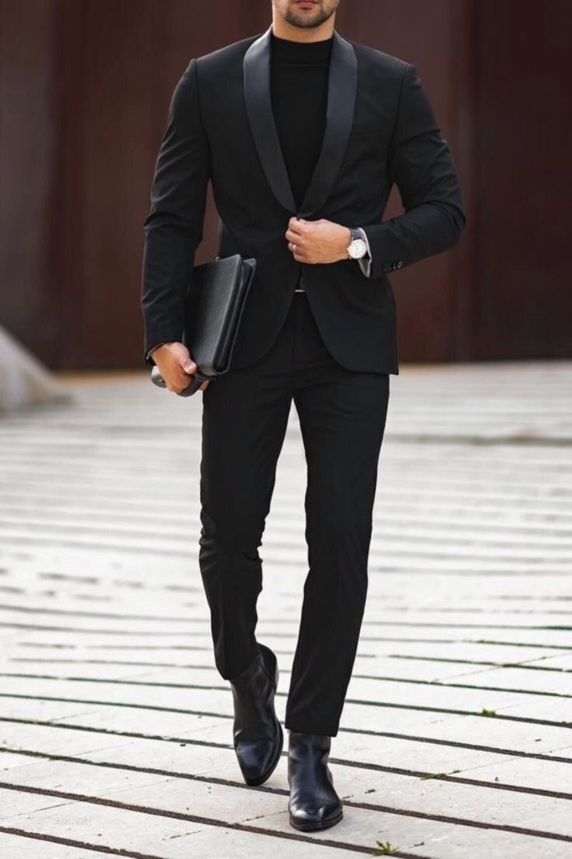 Men Custom Slim Fit Suit Classy Double Breast Two Piece Black - Etsy